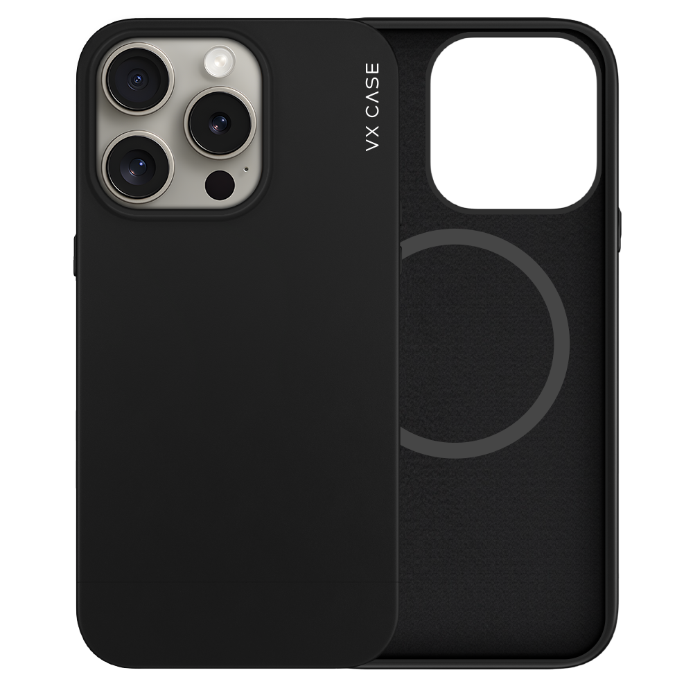 Capa Magsafe iPhone 15 Pro Max Preta Fosca Emborrachada – VX Case